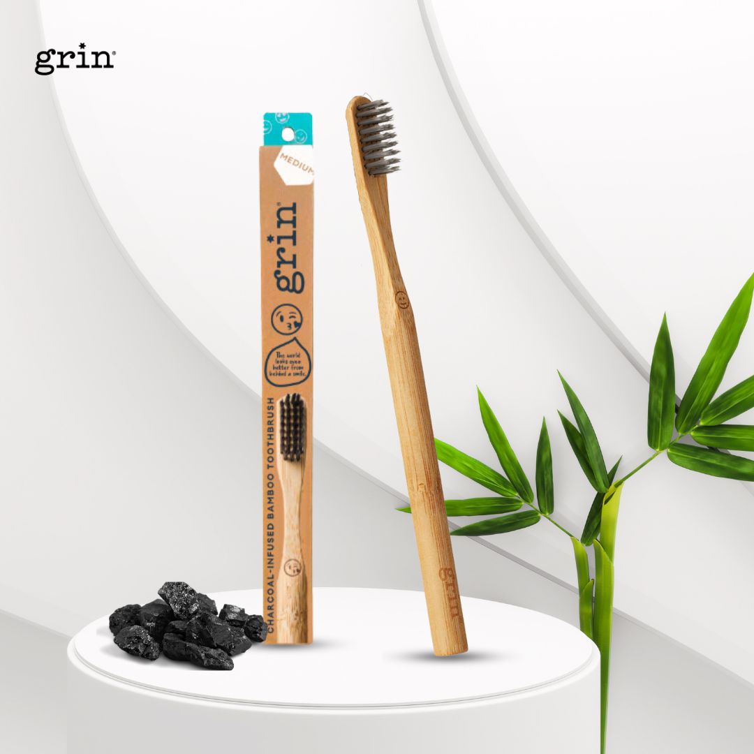 Grin Charcoal-Infused Bamboo Toothbrush (Medium) – VAPE POINT